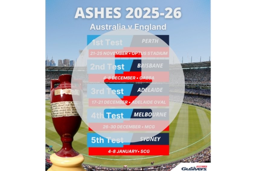 2025-26 Ashes series wallchart | Gullivers Sports Travel